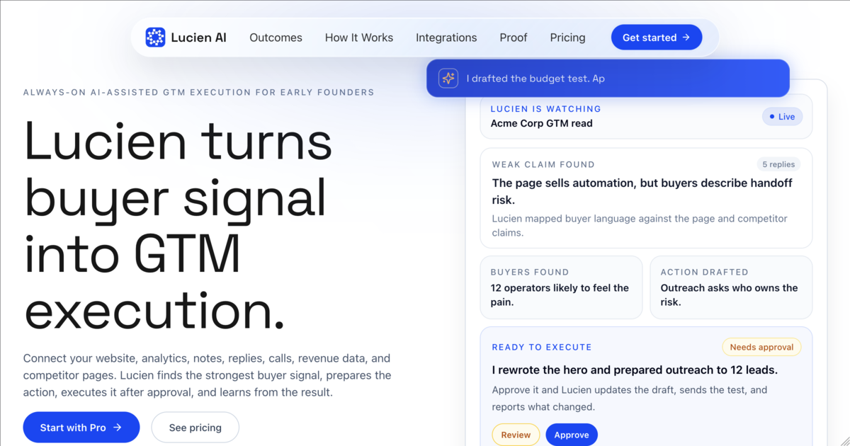 Lucien AI - Buyer Signal to Approved GTM Actions